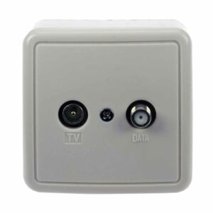 Dual-output 1 GHz TWO-series Data/TV wall outlet with cover - Technetix