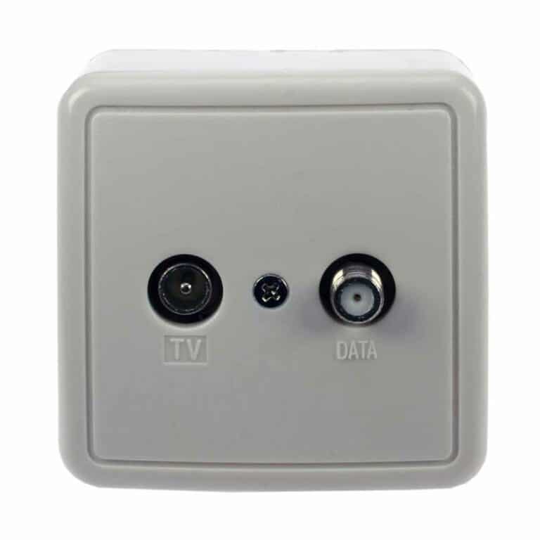 Dual-output 1 GHz TWO-series Data/TV wall outlet with loop throug ...